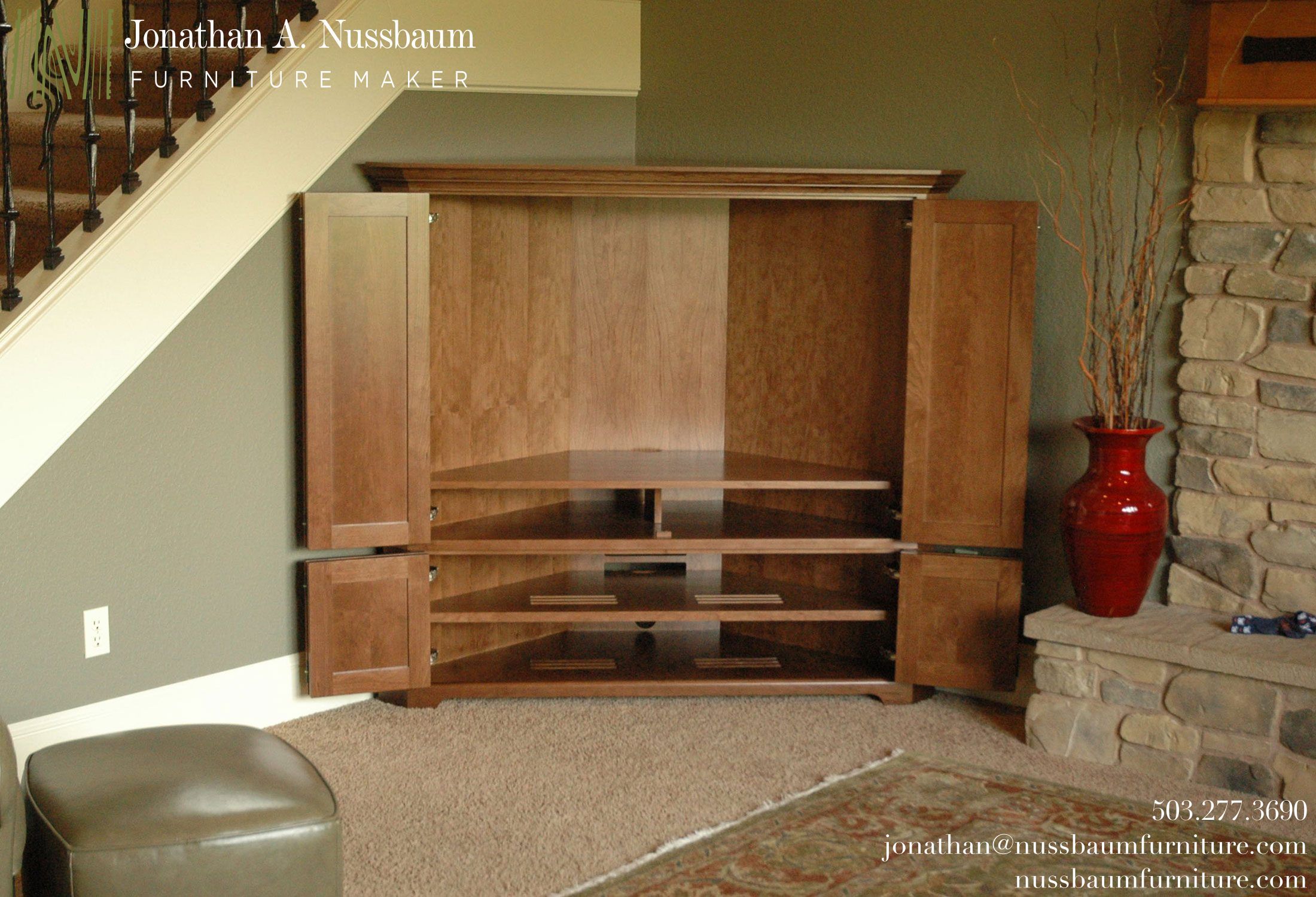 Corner Media Armoire | Jonathan A. Nussbaum - Furniture Maker